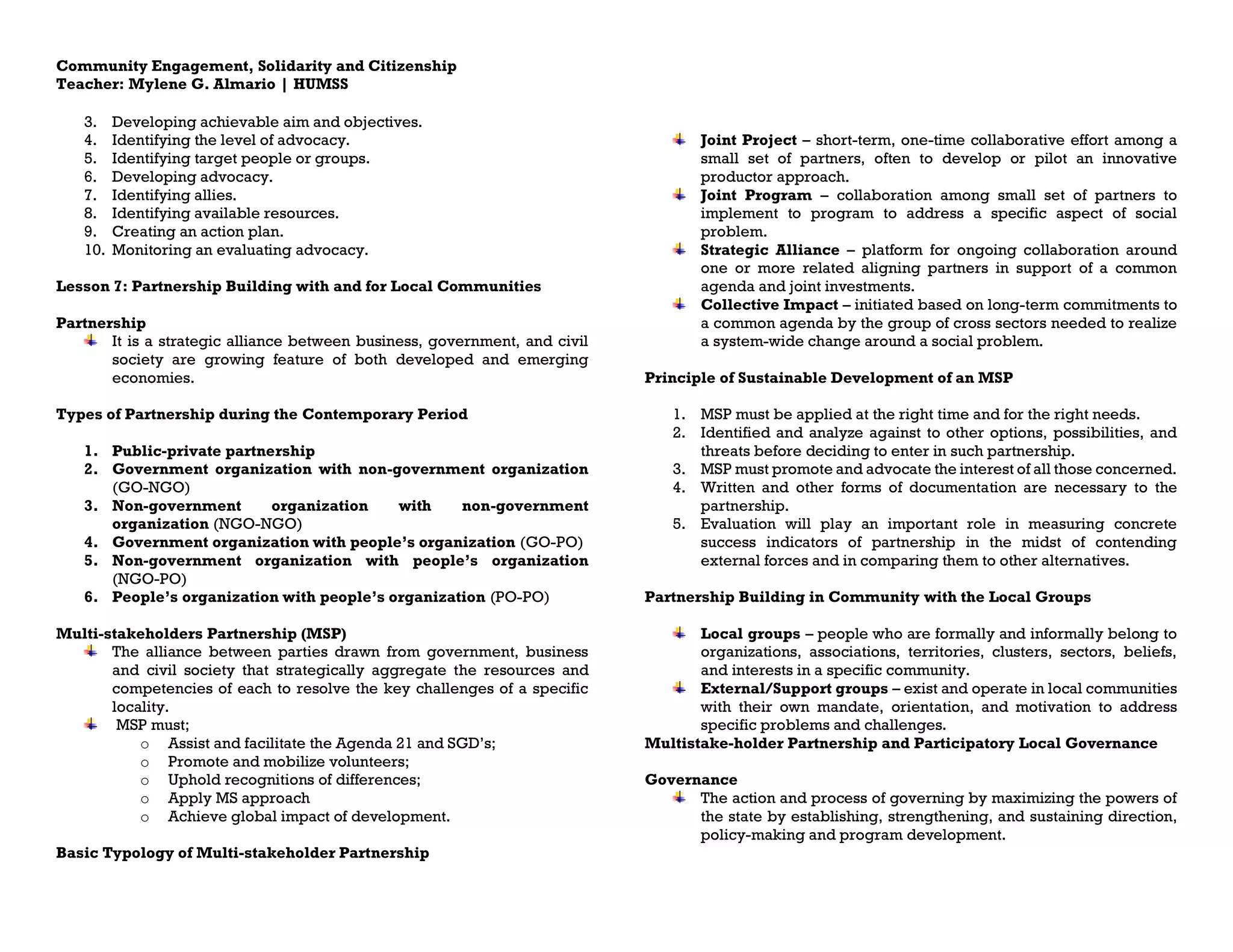 Community Engagement, Solidarity and Citizenship | PDF