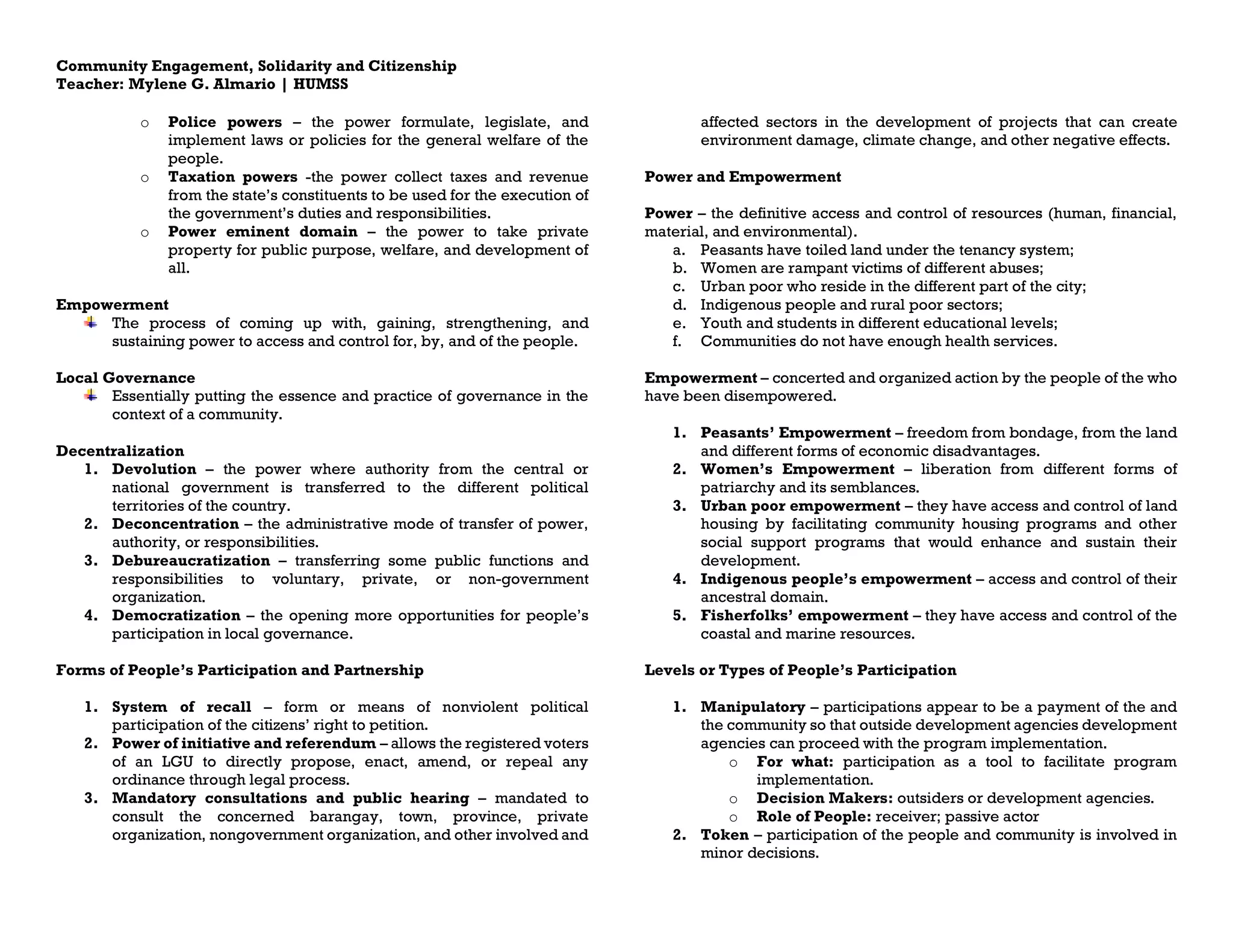 Community Engagement, Solidarity and Citizenship | PDF