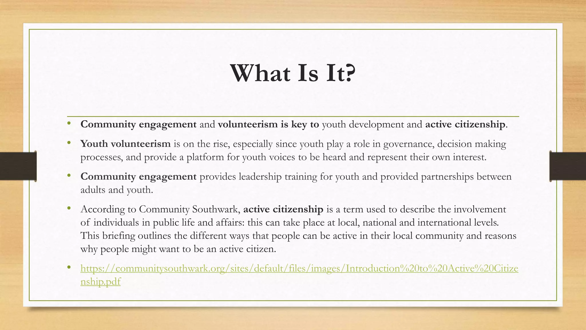 Community Engagement & Volunteerism PowerPoint | PPTX