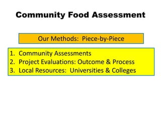 Community Food Assessment: A Piece by Piece Approach | PPTX