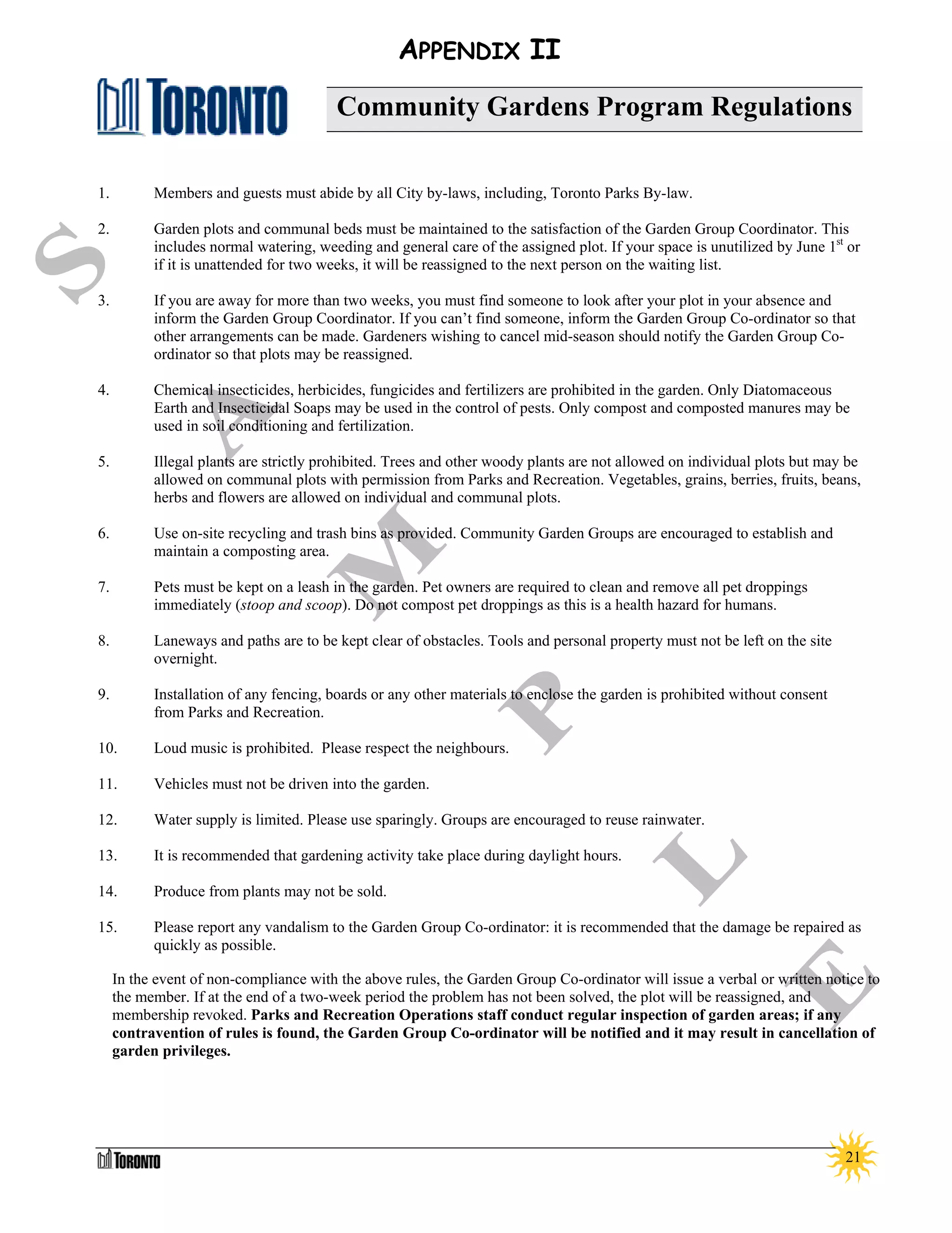 Community Gardens Program Toolkit - Toronto Parks | PDF