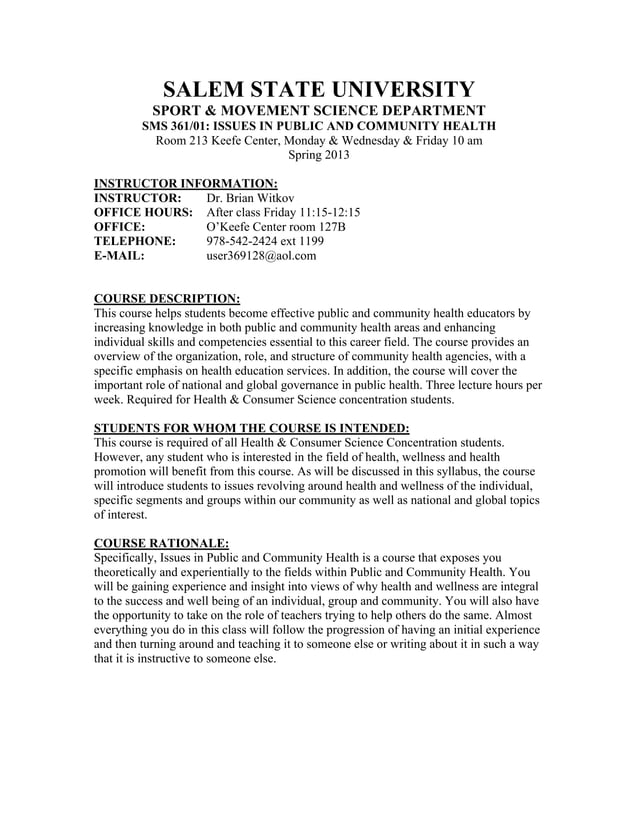 Community health syllabus | PDF