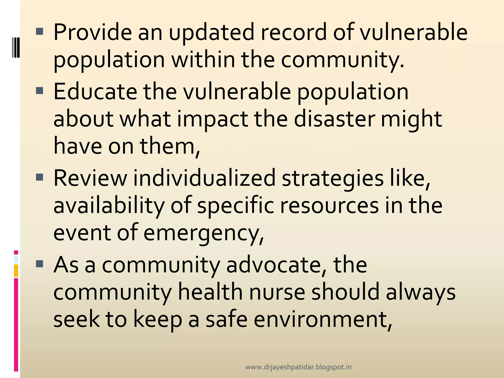 Community health nurse in disaster management | PPSX