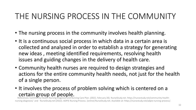 COMMUNITY HEALTH NURSING CARE PLANS, DIAGNOSIS AND INTERVENTION | PPTX