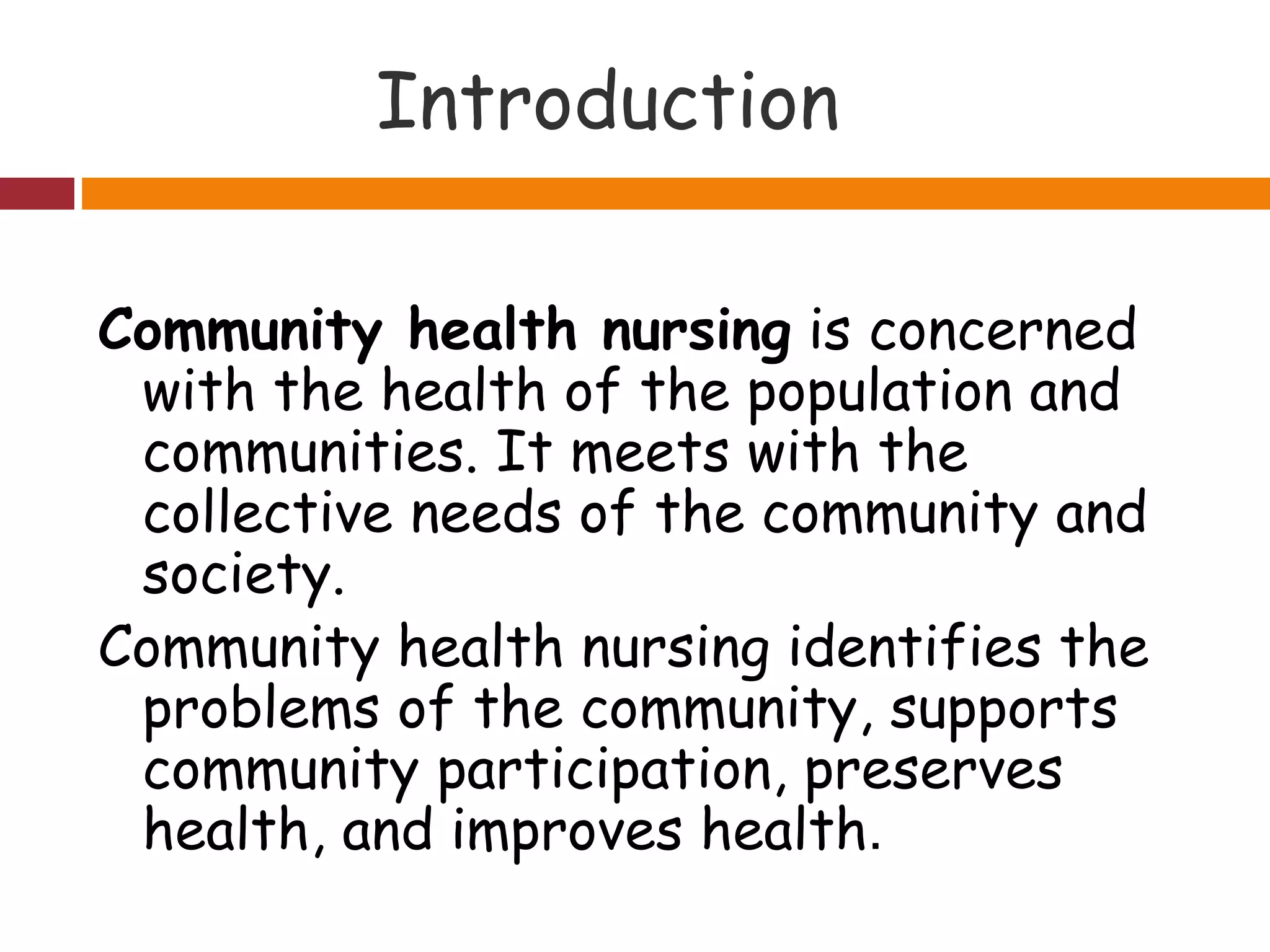 Community health nursing concepts | PPTX