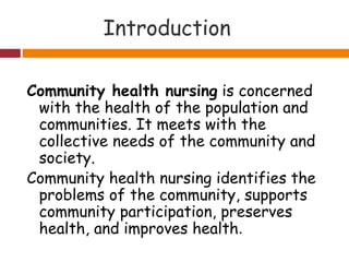 Community health nursing concepts | PPTX