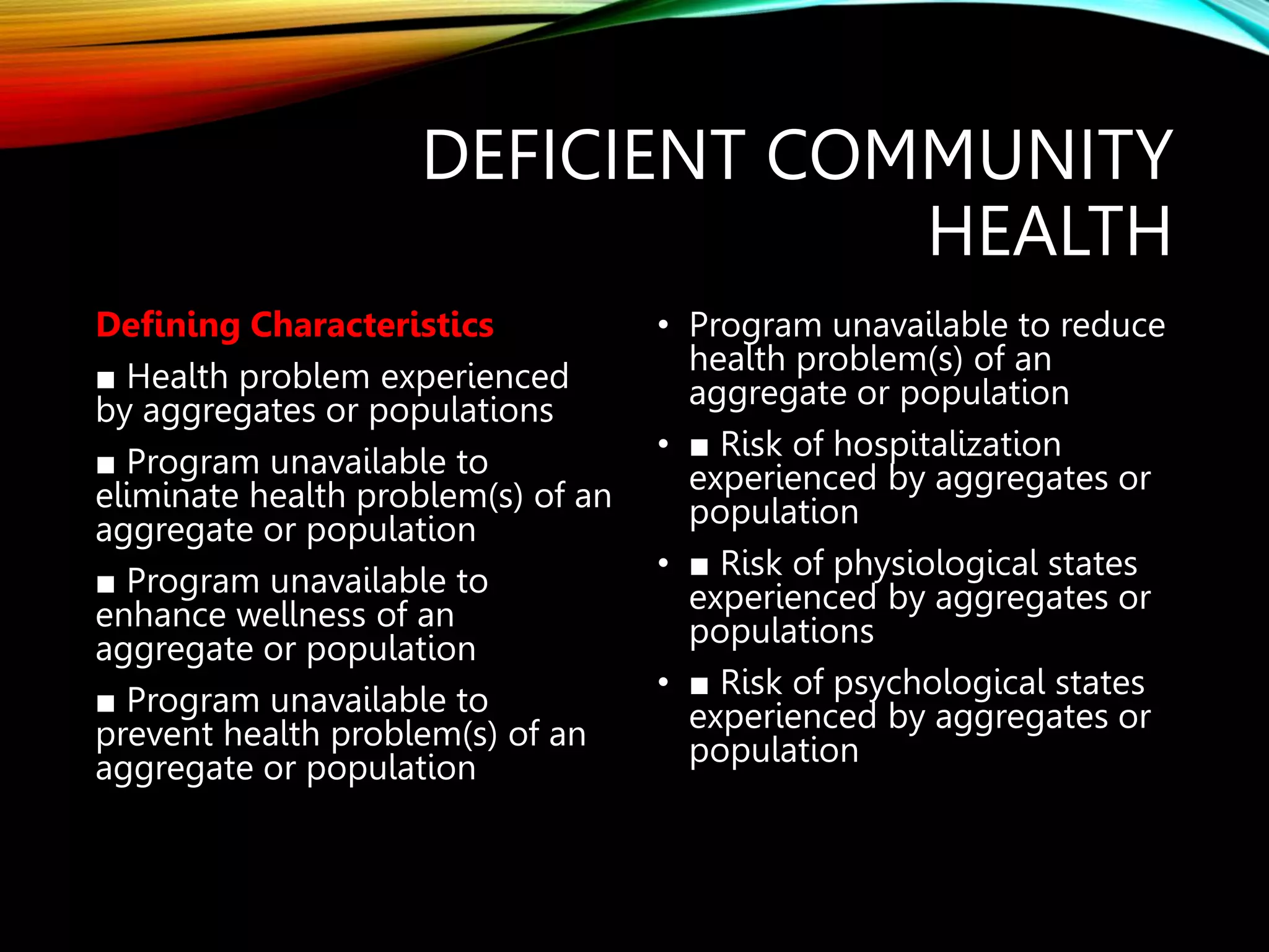 COMMUNITY HEALTH NURSING DIAGNOSIS | PPTX