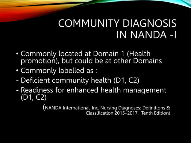 COMMUNITY HEALTH NURSING DIAGNOSIS | PPTX | Physical Therapy | Wellness