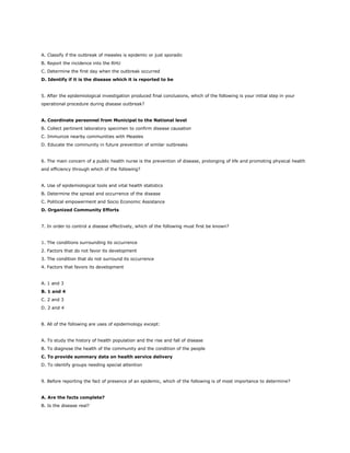 Community health nursing examination part i answer key | DOCX