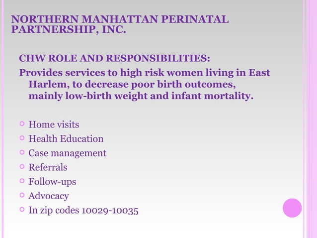 Community health worker program power point presentation- 1-20-2012 | PPT