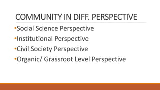 Community in different perspectives | PPTX