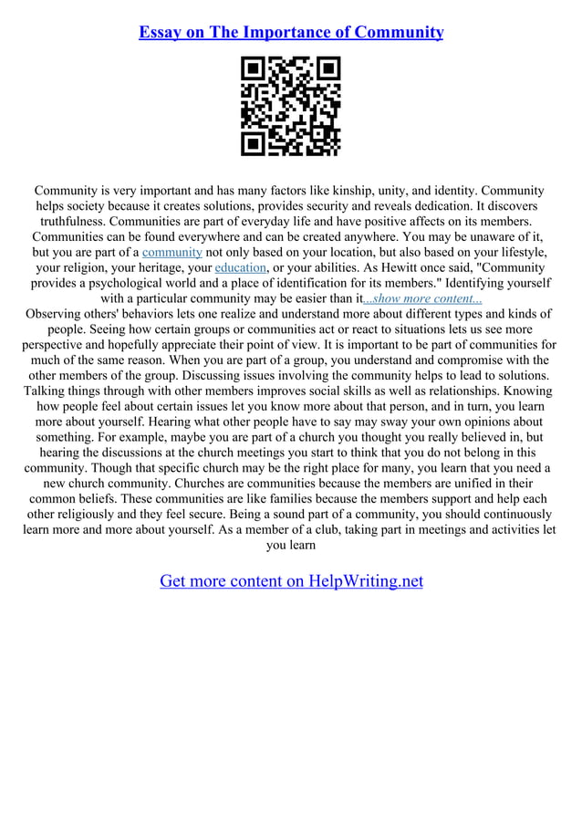 Community Involvement Essay | PDF