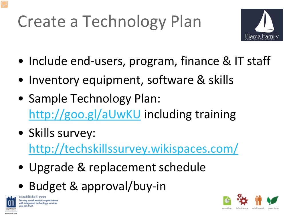 Create a Technology Plan• Include