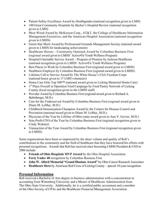 Rob Montagnese – 2014 nominee for Modern Healthcare's Community ...