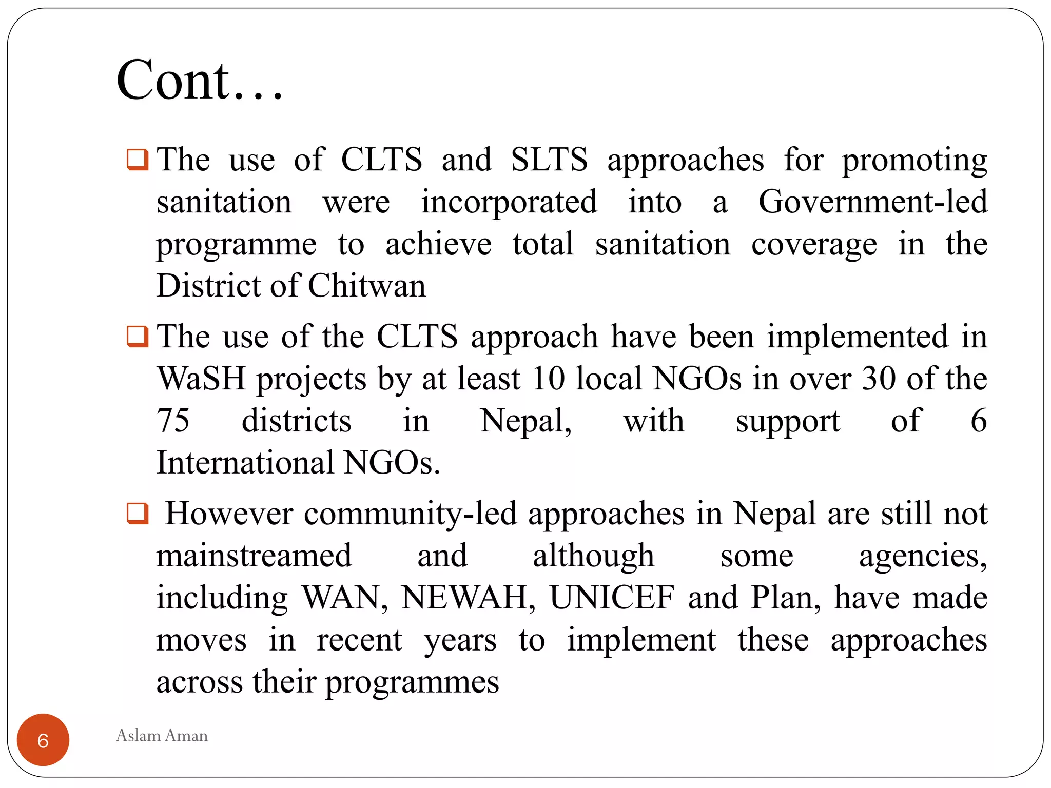 Community Led Total Sanitation (CLTS) in Nepal | PPT
