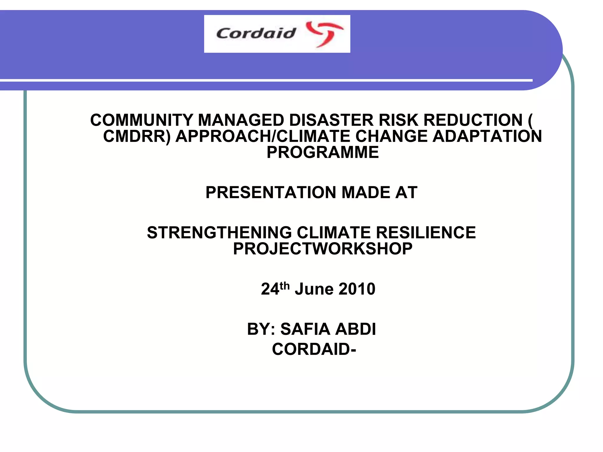 Community managed drr coraid - regional consultation | PDF