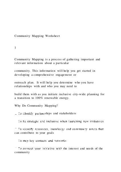 Community Mapping Worksheet 1 Community Mapping | DOCX