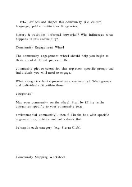 Community Mapping Worksheet 1 Community Mapping | DOCX