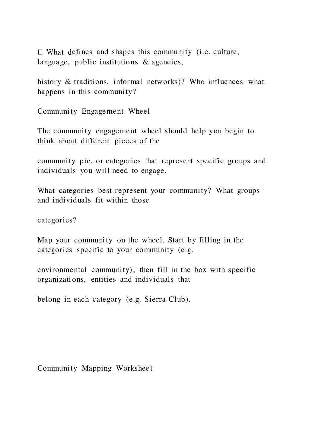 Community Mapping Worksheet 1 Community Mapping | DOCX