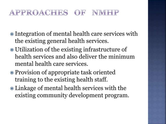 Community mental health programme | PPTX | Physical Therapy | Wellness