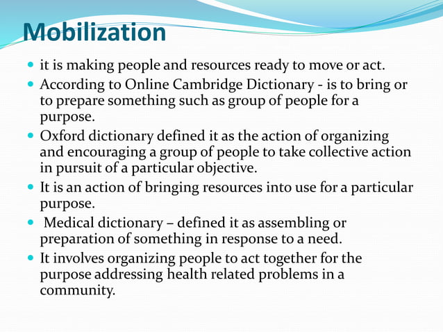 Community mobilization its implication to nursing practice | PPTX | Eldercare | Family and ...