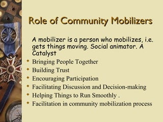 Community mobilization workshop slides for sharing day 1 | PPT