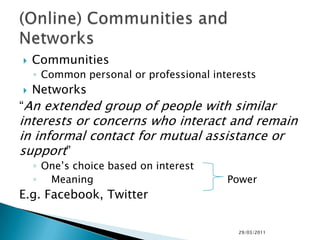 Building Online Community Networks | PPT