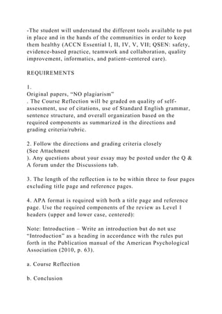 COMMUNITY NURSING Course Reflection PURPOSEThe purpose.docx