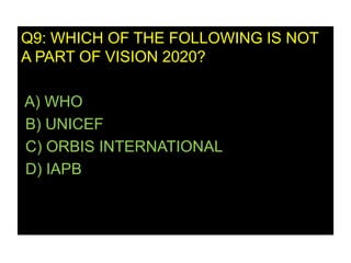 Community OPHTHALMOLOGY MCQ PART 1 by KC | PPT