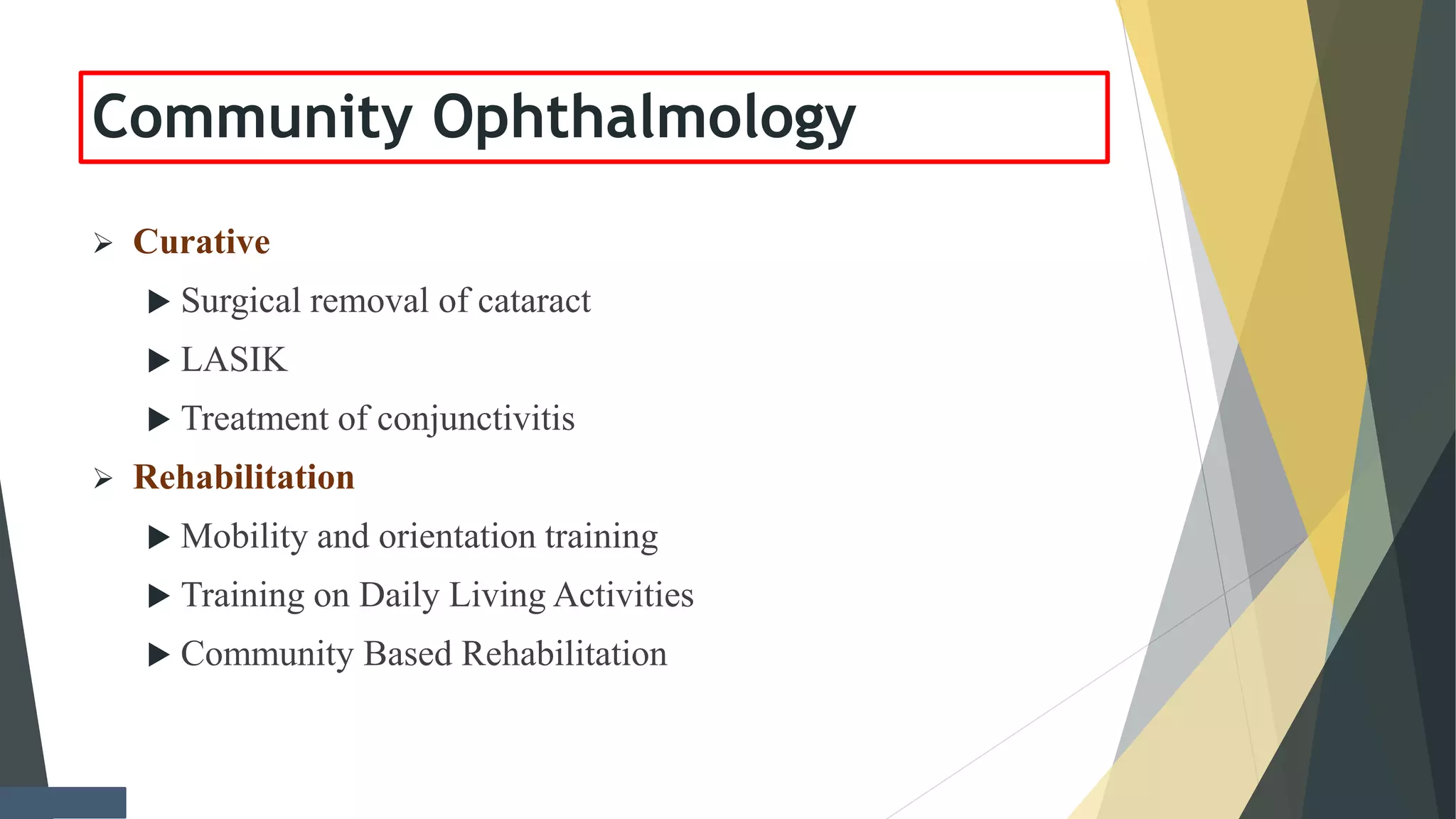 Community ophthalmology: concept & practices | PPTX