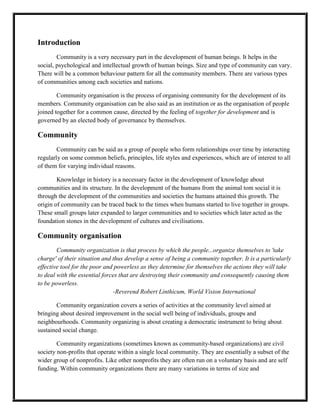 Community organization | DOCX | Civic affairs | Politics