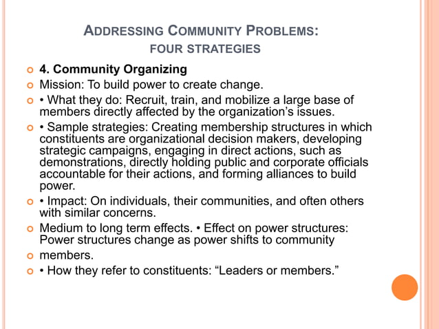 Community Organizing | PPTX | Civic affairs | Politics