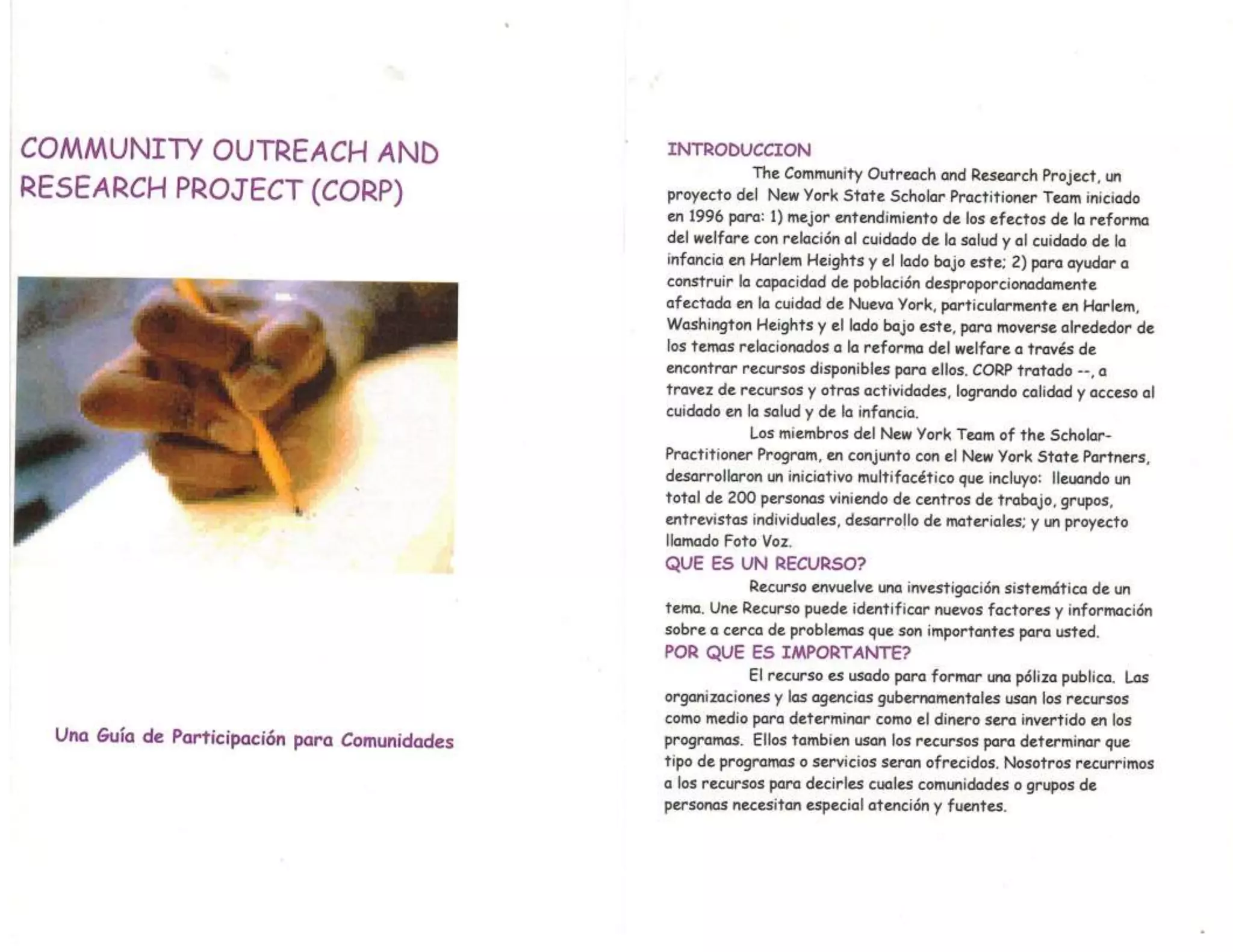 Community outreach and research project | PPTX