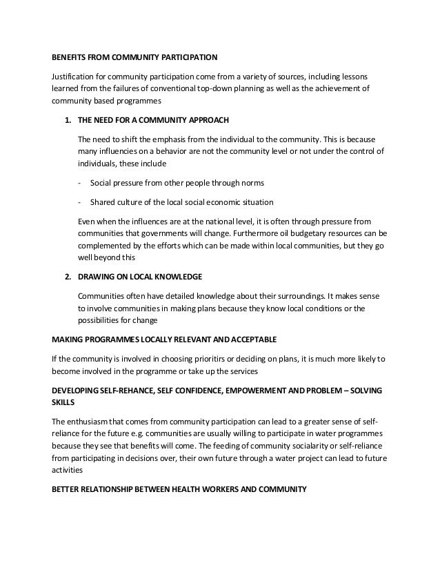 Community participation