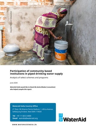 Community Participation In Piped Drinking Water Supply | PDF