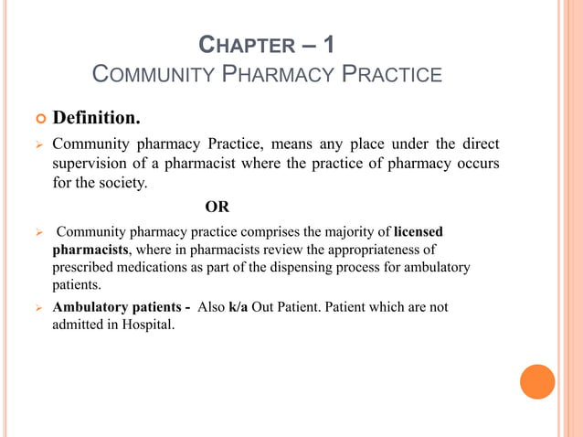 COMMUNITY PHARMACY AND MANAGEMENT – CHAPTER -1................... (1).ppt