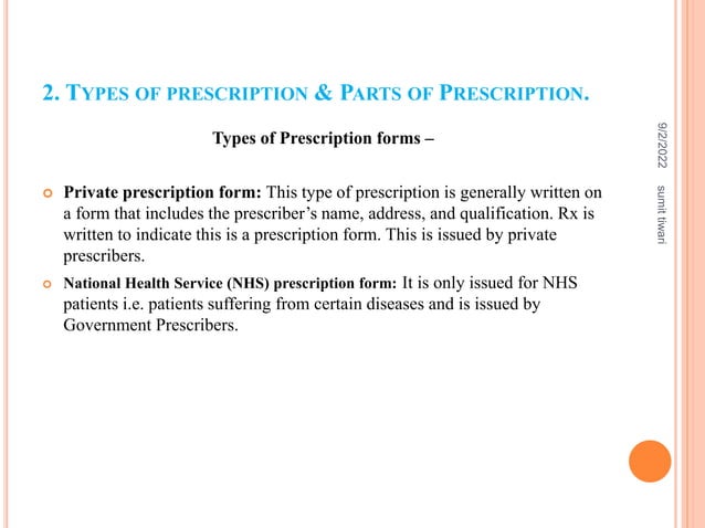 Prescription and Part of Prescription– CHAPTER -3 .ppt | Pharmaceutical ...