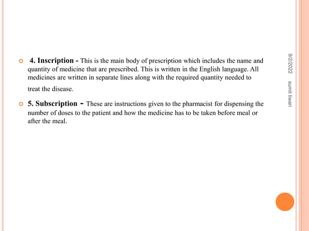 Prescription and Part of Prescription– CHAPTER -3 .ppt | Pharmaceutical ...