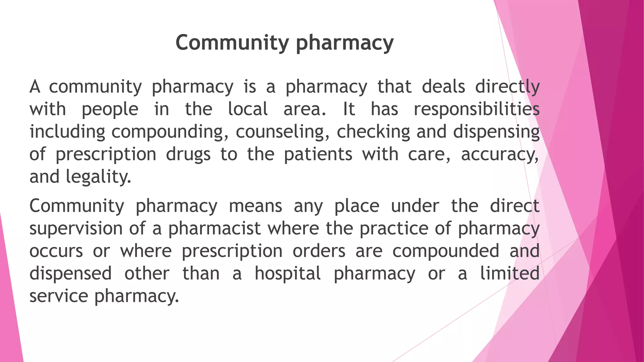 Community pharmacy | PDF