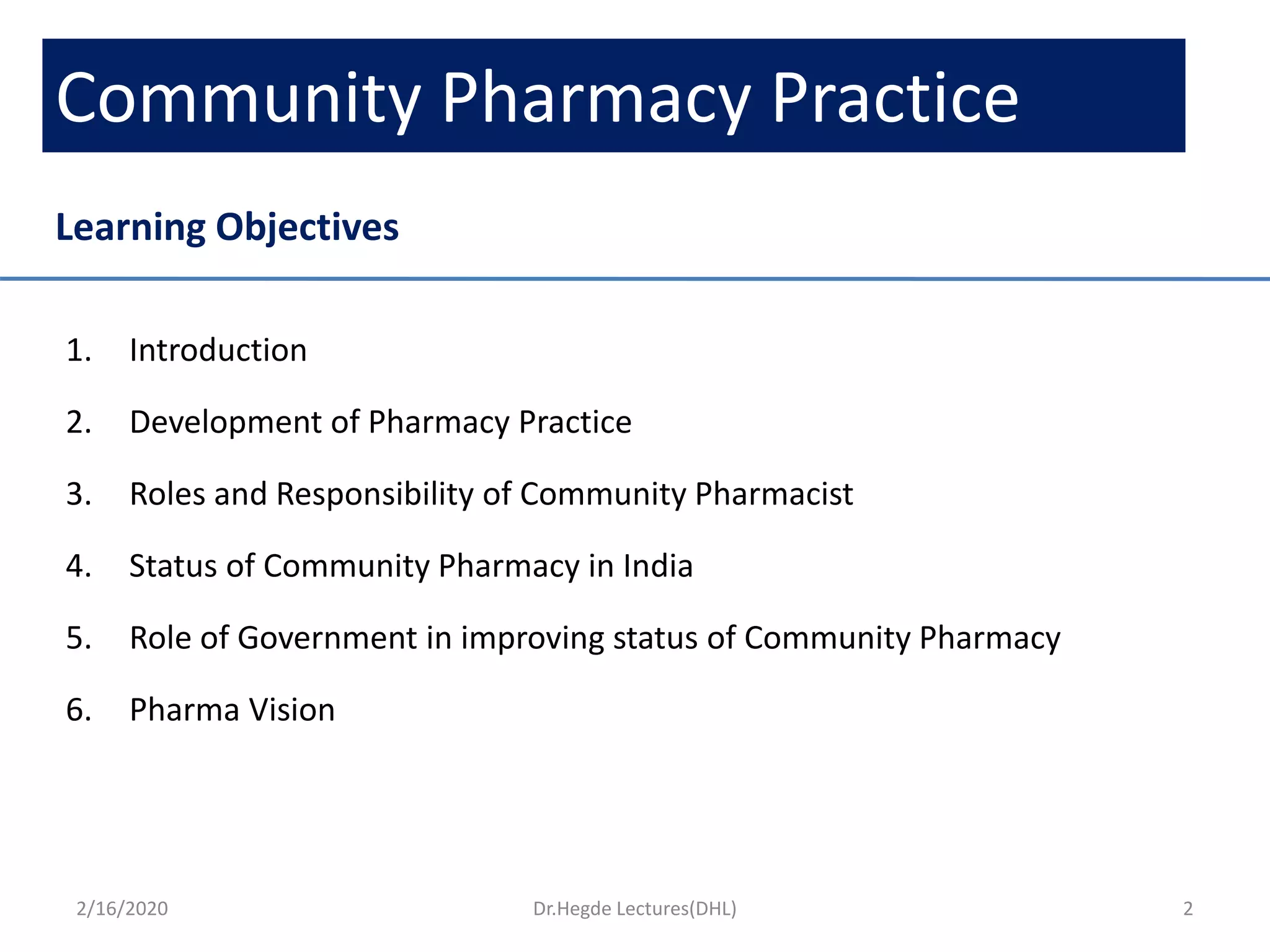 Community Pharmacy Practice Introduction | PPTX