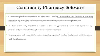 Community Pharmacy SOftware basic to use a community software | PDF