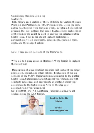 Community PlanningUsing the NACCHO link, review each section of .docx
