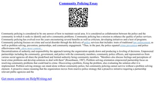 Community Policing Approach | PPT