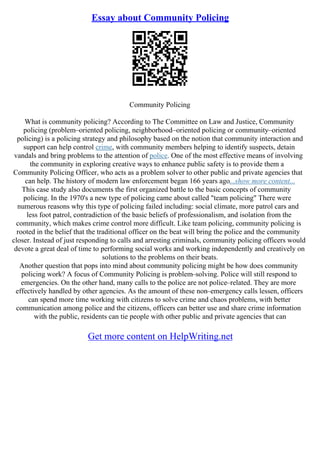 Community Policing Essay | PDF