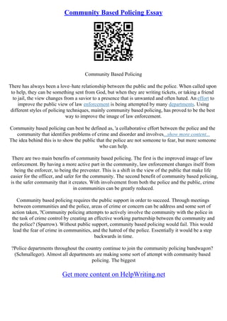 Community Policing Essay | PDF