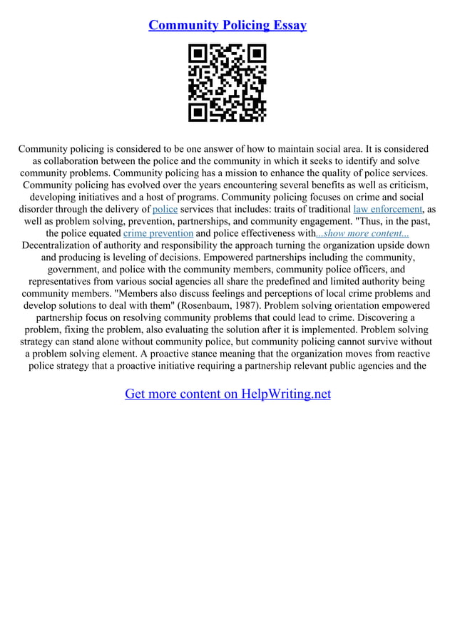 Community Policing Essay | PDF
