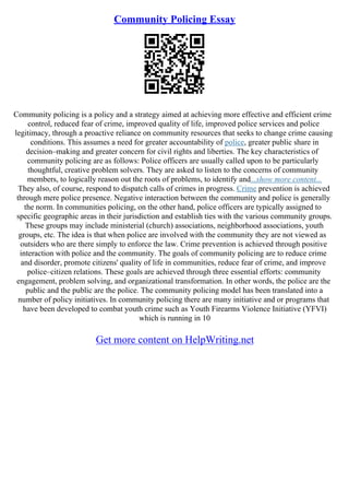Community Policing Essay | PDF