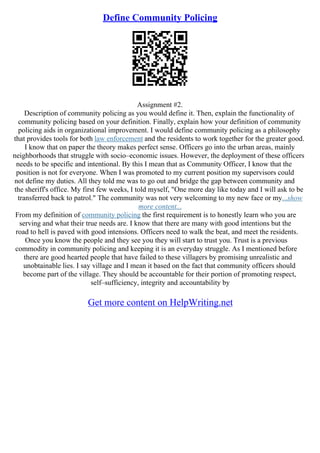 Community Policing Essay | PDF