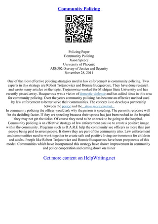 Community Policing Essay | PDF