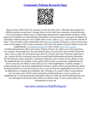Community Policing Essays | PDF